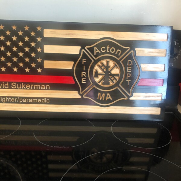 Personalized Fireman Flag, Fire Chief, Wooden Flag, Engraved Flag, Fire ...