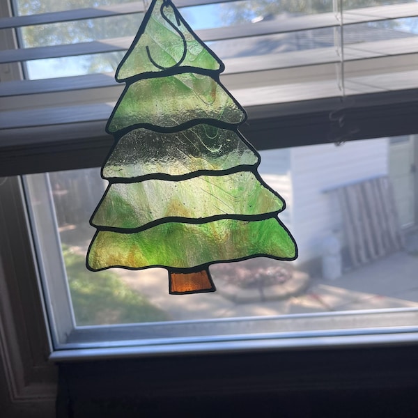 PATTERN • Snowy Christmas Tree X2 Stained Glass Pattern • PDF • Digital ...