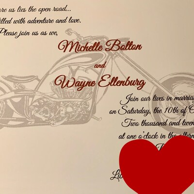 100 Personalized Custom Harley Davidson Motorcycle Wedding Invitations ...
