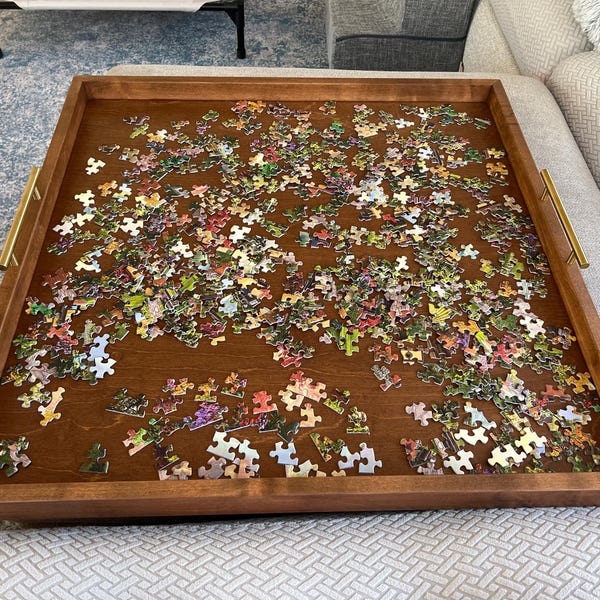 Solid Wood Ottoman Tray, Oversized, Extra Large Tray With Handles, XXL ...