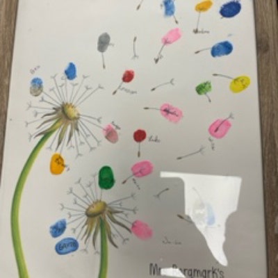 Dandelion Thumbprint Art, Teacher Fingerprint Gift, Teacher ...