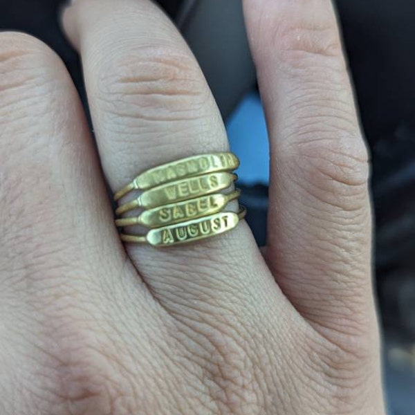 Stackable Name Ring Initial Ring Silver Id Ring Gold Stacking Ring Personalized Ring Gold Name ...