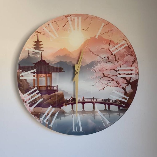 Tempered Glass Wall Clock, Blue Wall Clock, Pebble Wall Clock, Stone ...