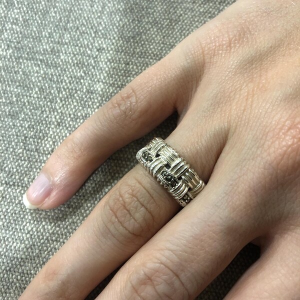 Vintage Sterling Silver Woven Center Band - Etsy