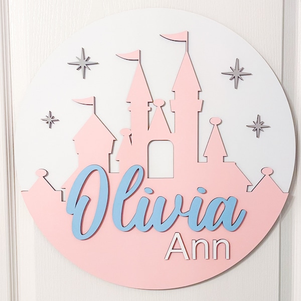 Custom Princess Castle Name Sign: Laser Cut Wood Nursery Decor - Etsy