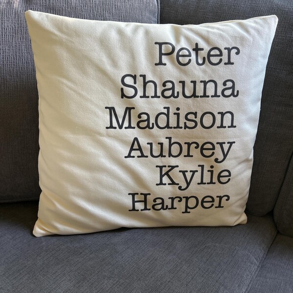 Personalized Family Name Throw Pillow Case, Customize Pillow With Kids ...