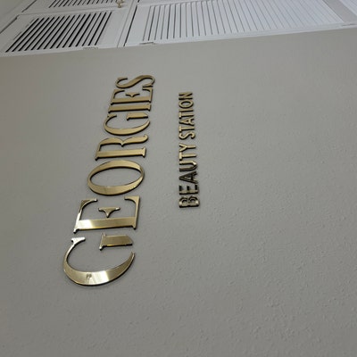 Gold Mirror Acrylic Circle Custom Sign With White Letters, Personalized ...