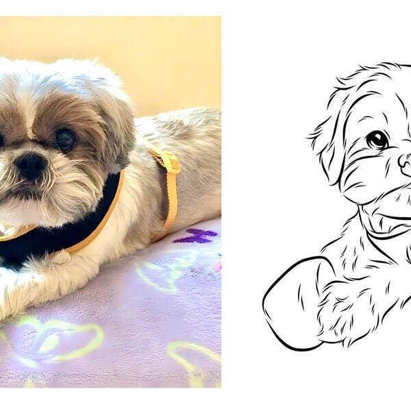 Custom Line Drawing Pet| Dog Portrait INK| Tattoo Commission| Line Art ...
