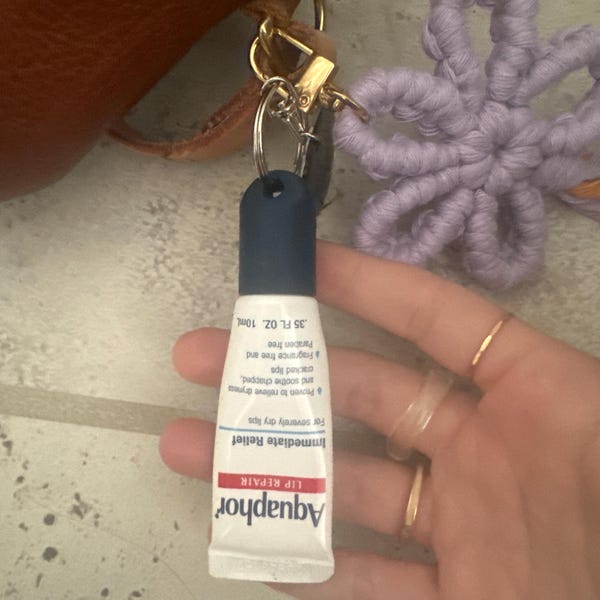 Glossier Brand Keychain Cap (key Ring Included) - Chapstick and Lip ...