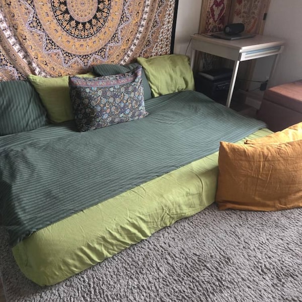 Raspberry Linen Bedding Set 1 Duvet Cover and 2 Pillowcases Softened ...