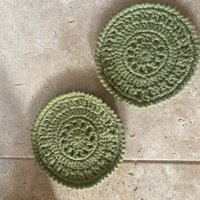Organic Cotton Crochet Coasters, Vegan Cotton Coaster, Housewarming ...