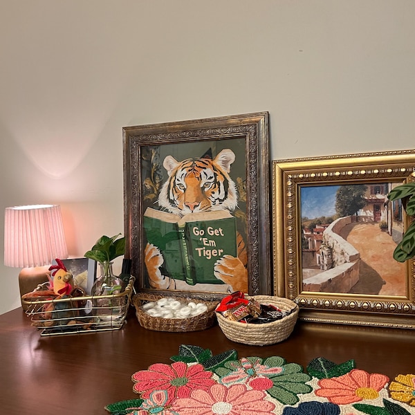 Motivational Tiger Reading Print: Humorous Bookworm Wall Art for ...