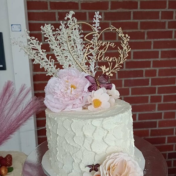 Gold Cake Topper With Heart, Heart Cake Topper, Wedding Cake Toppers ...