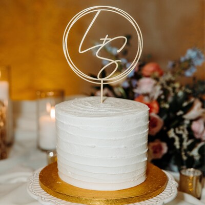 Gold Wedding Cake Topper, Custom Monogram Custom Initials Cake Topper ...