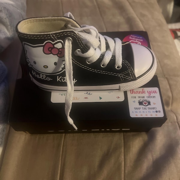 Black Converse With Cat and Whiskers, Hello Kitty Shoes, Perfect Gift ...