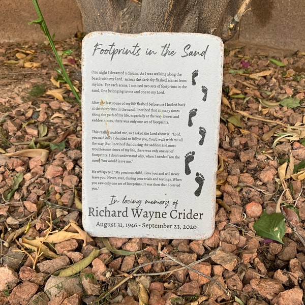 Memorial Stone | Footprints in the Sand Memorial | Remembrance Stone ...