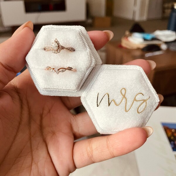 Wedding Ring Box Mrs Ring Box Engagement Ring Box Hexagon Velvet Ring ...
