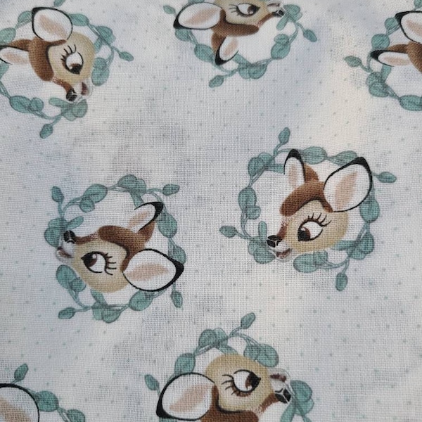 Bambi Fabric, Baby Deer Fabric, Bambi Badges Fabric, Cotton Fabric ...