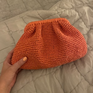 Small Raffia Beige Clutch Bag for Women Straw Knitted Raffia Bag Pouch ...