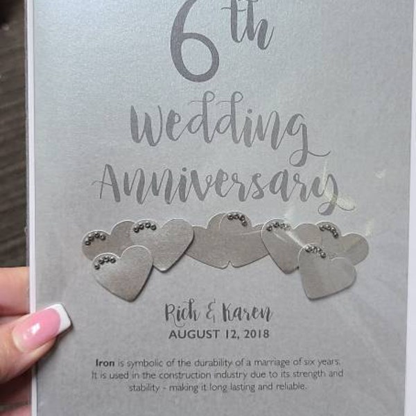 Iron (6th) 6 Years Wedding Anniversary Card - Personalised With Names ...