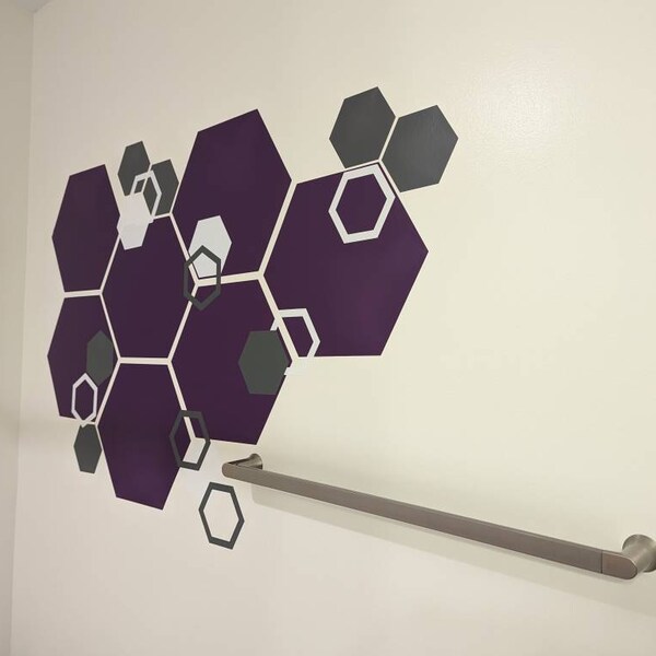Hexagons Vinyl Stickers, Combo Hexagon Wall Pattern Decals, Honeycomb ...