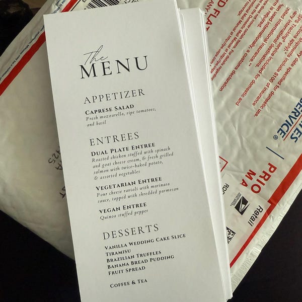 Bulk - Elegant Wedding Menus - Customizable - Etsy