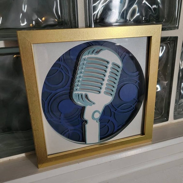 3D MICROPHONE SVG | Layered | Papercraft | Shadow Box | Card | Singer ...