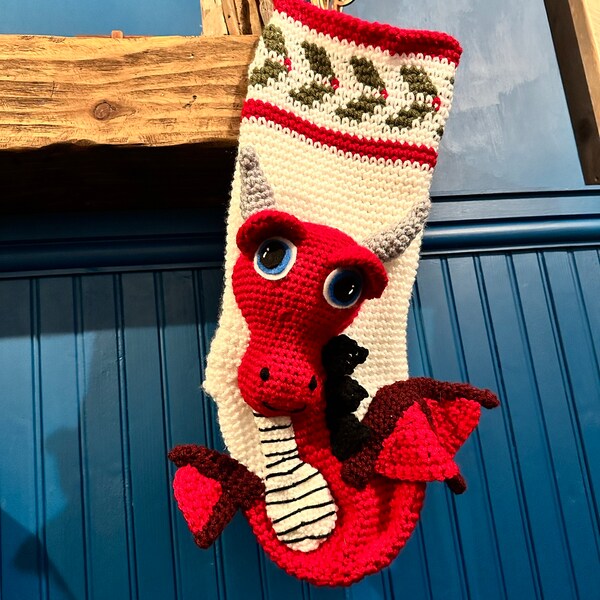 Pattern-dragon Christmas Stocking-crochet Pattern, Pdf - Etsy
