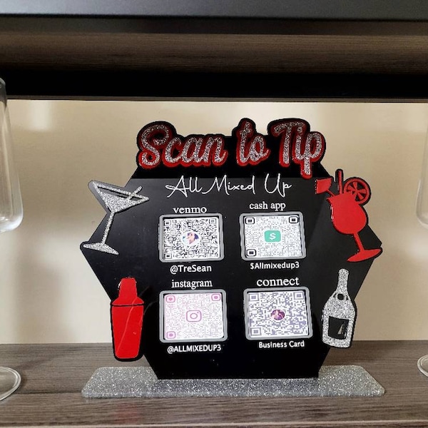Bartender Sign | Mobile Bartender Sign | Bartender Scan to Pay Acrylic ...