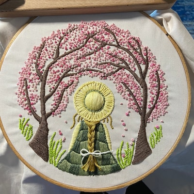 PDF pattern video tutorial/Anne in the spring Hand embroidery pattern ...