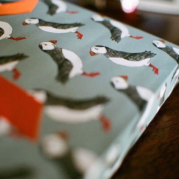 Puffin Wrapping Paper - Wrapping Paper Birthday- Recyclable Wrapping ...