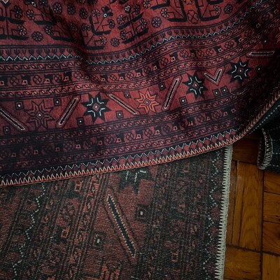 Red Afghan Rug, 6x9 Area Rug, Rustic Decor, Bold Red Rug, 5x8 Rugs ...