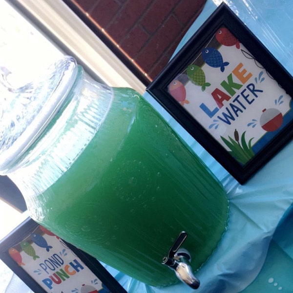 Pond Punch Sign, Fishing Table Sign, Fishing Party Food Signs, Fishing ...