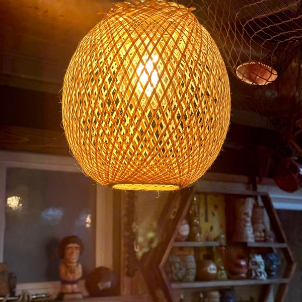 Minimalist Bamboo Lampshade, Extra Small Bamboo Lampshade Pendant Light ...