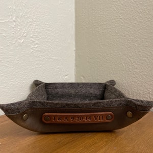 7th Year Wedding Anniversary Wool Copper Gift, Personalized Leather ...