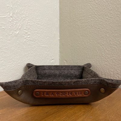 7th Year Wedding Anniversary Wool Copper Gift, Personalized Leather ...