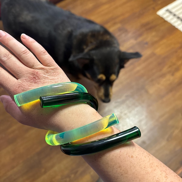 GARABATO CUFF, Lucite Cuff, Neon Cuff, Neon Bangle, Acrylic Bangle ...