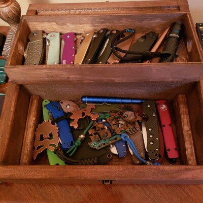 Pocket Knife Box With Removable Tray, Divided Knife Case, Gifts for Dad ...