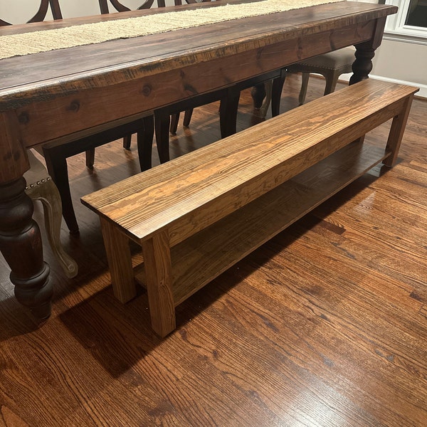 Lancaster Harvest Bench With Shelf - Etsy