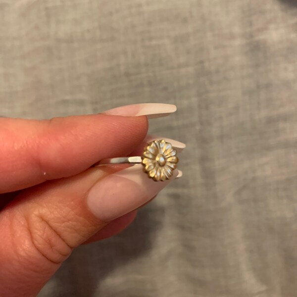 Sunflower Ring, Flower Stack Ring, Flower Ring, Silver Stack Ring, Sunflower Stack Ring, Boho ...