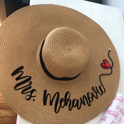 Beach Floppy Beach Vinyl Red Hat Personalized Bride Hat - Etsy
