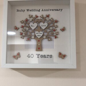 Ruby Wedding Anniversary Frame, Wedding Gift, Personalised, 40th ...