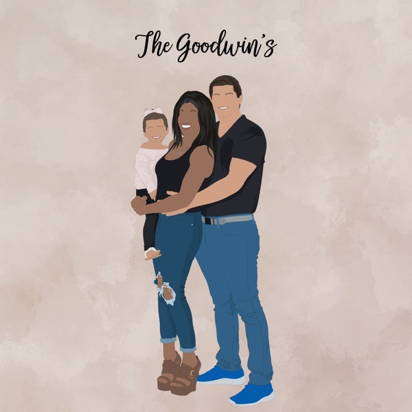 Custom Minimalist Family Portrait With Your Names! Faceless Digital ...