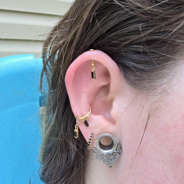 Dainty Industrial Barbell Amethyst Flutter Chain (only) for Piercing, Helix Chain Piercing ...