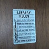 Vintage Style Library Card Library Rules Sign, Contemporary Modern ...