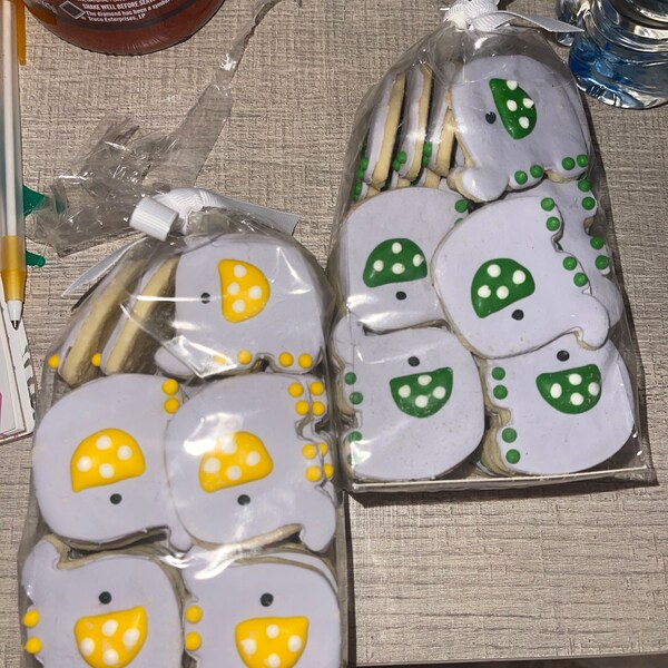 Mini Baby Elephant Sugar Cookies - Yellow and Grey Elephants - Bite ...