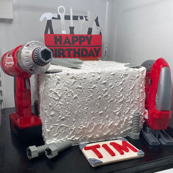 Tools Cake Topper, Handyman Cake Topper, Mechanic Cake Topper, Happy ...