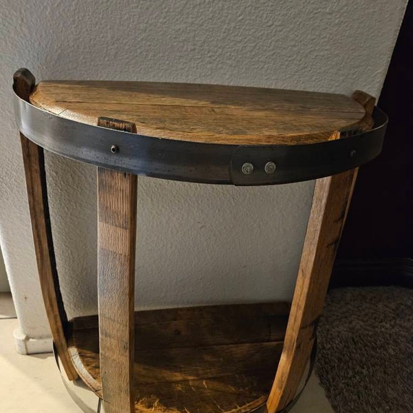 Engraved Logo Half Round Bourbon Barrel End Table - Etsy