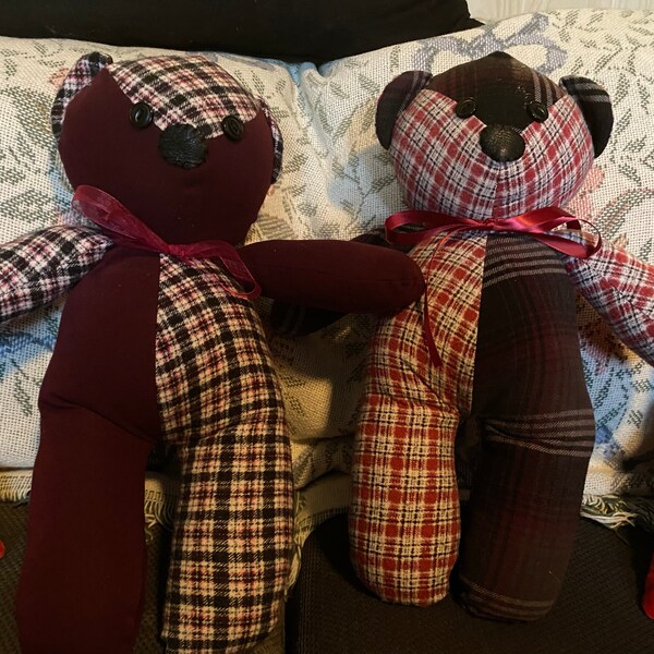 18" Memory Bear. Made From Your Loved One's Clothes. Handmade. Custom ...