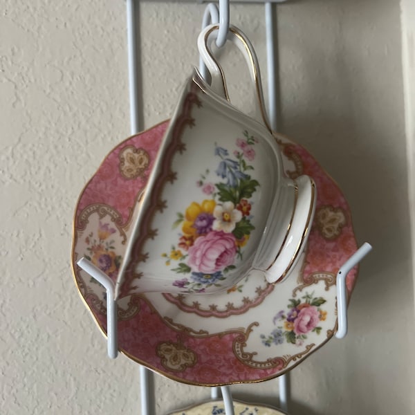 Royal Albert Polka Dot Pink Teacup and Saucer, Bone China England ...